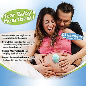 Wusic Premium Pregnancy Pack - Get The Womb Music Bluetooth Baby Belly Speaker and Baby Heartbeat Monitor in This Great Combo prenatal Pregnancy Gift Package.