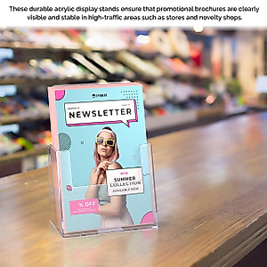 Marketing Holders 4 Pack Brochure Holder for 5.5" Bifolds Clear Acrylic Countertop Literature Organizer Slant Back Space Saving Booklet Dispenser for Trade Shows Expos and Conventions