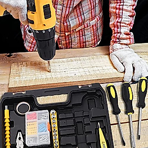 MKODDE 21V Cordless Drill Set, 93-Piece 21V Drill Set, 18+1 Torque Setting and 3/8'' Keyless Chuck, 400 in-lb Torque, 2 Speed,With 1 Lithium-ion Batteries 2.0AH & Fast Charger,for Home Tool Kit