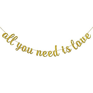 INNORU Glitter Gold All You Need is Love Banner - Engagement, Wedding Anniversary Party Bunting Decoration Photo Props