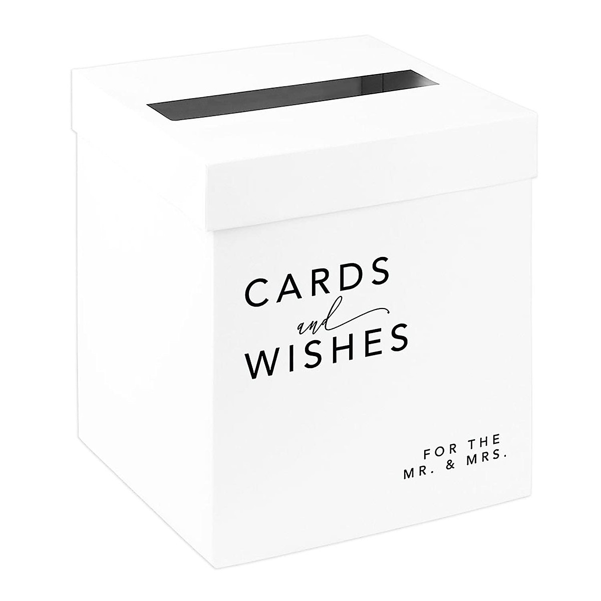Andaz Press Sturdy White Wedding Card Box Modern Minimal Cards and Wishes Wedding Gift Box for Cards, Card Box for Wedding Bridal Shower Baby Shower Birth Graduation Parties 10x10x10 Inches