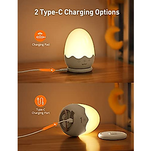 sympa Night Light for Kids, Baby Night Light with 1 Hour Timer & Touch Control, Rechargeable Night Light with 5 Brightness 3 Color Temperature, Touch Lamp Hanging Ring & Memory Function, White