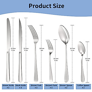 Reusable Utensils Set 12 Piece Portable Travel Flatware Sets, Mirror Polished Silverware Stainless Steel Cutlery Set for Kitchen Restaurant Hotel