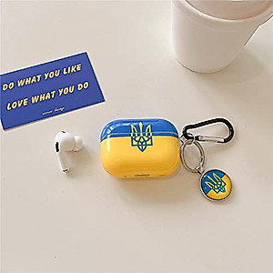 Compatible Airpod pro 2 Generation Protective Cover, Ukraine Cool Skin Design, 3D Cute Style Skin, Silicone Keychain Accessories Protective Cover for Men and Women Airpod pro 2 case (Flag of Ukraine)