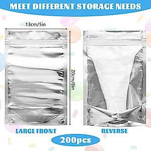200 PCS Candy Bags, Sealable Heavy Duty Clear Mylar Food Storage Bags, Container Sets, Plastic Zipper Food Coffee Candy Storage, Refoldable Bags And Heat Sealable Food Storage (5" x 8")