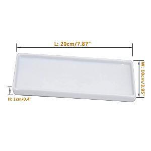 Ceramic Vanity Tray Small Rectangle, Bathroom Candle White Tray, Organizer for Candle, Soap, Jewelry, Perfume, Cosmetics Towel Holder for Decoration Bathroom, Kitchen, Counter, Restroom(Mid)