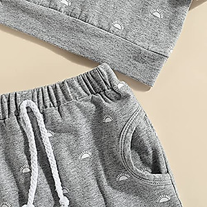Newborn Baby Boys Clothes Infant Long Sleeve Sweatshirt Tops Pants Set Fall Winter Outfits (Grey Sunrise, 0-3 Months)