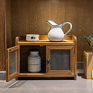 COLLECTIVE HOME - Storage Cabinet, Mini Countertop Cabinet, Wood Organizer for Kitchen Living Room Bedroom Bathroom Office with Magnetic Door, 14.5 x 6.5 x 10 (Brown)