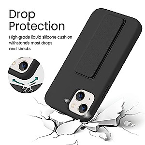 LAUDTEC iPhone 13 Mini Case with Kickstand, Vertical/Horizontal Stand Hand Strap Kickstand | Microfiber Linner | Liquid Silicone Full Body Protective Stand Case for iPhone 13 Mini 5.4'' Black