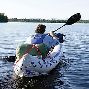 Sea Eagle SE370SK_P 3 Person Blow Up Inflatable Lightweight Rugged Portable Sport Tandem Kayak Canoe Including Back Seats and Bag, White/Blue