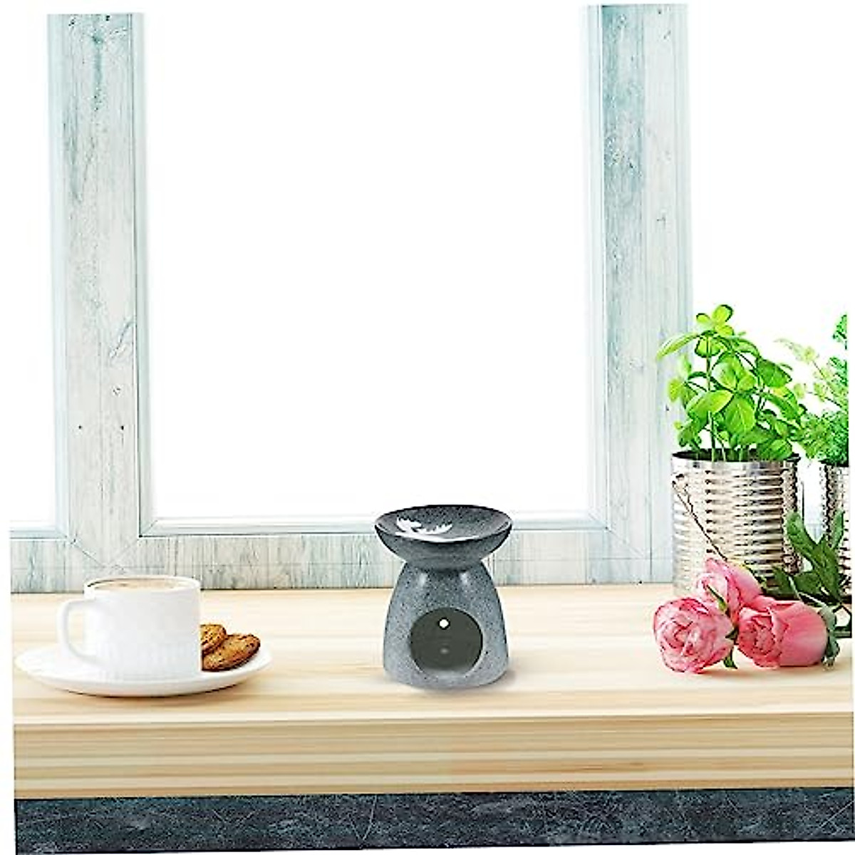 Healifty 1pc Meditation Room Decor Office Decoration Aroma Heating Holder Elk Pattern Incense Stove Lantern Decorative Lantern Candle Holder Ceramic Incense Stove Aroma Oil Burner