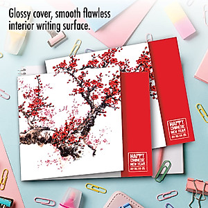 The Best Card Company - 10 Lunar New Year Cards (4 x 5.12 Inch) - Assorted Notecards with Envelopes, Colorful Bulk Boxed Set - Cheers and Cherries AMQ5072CNG-B1x10