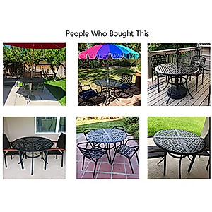 PatioFestival 42. 1" x 42. 1" x28. 3" Round Outdoor Dining Table Space Saving Patio Bistro Table with Umbrella Hole All Weather Steel Frame Metal in Black