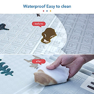 Foldable Baby Play Mat 0.6 Inch Thick Waterproof Baby Crawling Mats 79” x 71” Extra Large Play Mats for Babies Reversible Multifunctional Mats (0.6inch car)