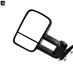 AERDM New Pair Towing Mirrors Manual Operated Textured Black Telescoping Trailer Side Mirrors Fit Chevy/GMC/Cadillac Silverado Sierra Avalanche Suburban Tahoe Yukon XL Escalade EXT ESV