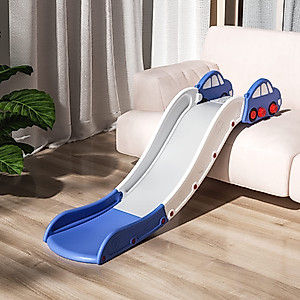 Kids Slide for Bed Couch Slide for Stairs Slide Extended Widened Toddler Slide Plastic Indoor Slide Toy Easy to Assemble Store Car Blue Plus
