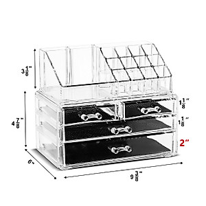 Felicite Home Acrylic Jewelry and Cosmetic Storage Makeup Organizer Set, 5 Piece，Large