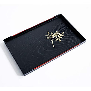 Tea Serving Tray, Japanese Style, Sakura Cherry Blossom and Nanten Sacred Bamboo, 10 x 6.3inches (Rectangle (Iris))