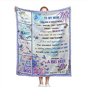 Mom Gift Throw Blanket, Birthday Gifts for Women, Gifts for Mom from Daughter Son for Christmas, Birthday, Mothers Day, Butterfly Blankets Throws for Adults Soft Plush Throw 54x 70