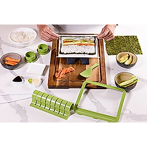 SushiQuik Sushi Making Kit | Sushi Kit for Beginners | Sushi Rolling Kit w/Unique Frame for Exact Amount of Sushi Rice on Every Sushi Seaweed Sheets | Sushi Maker Kit | Sushi Rolling Kit | Sushi Mat
