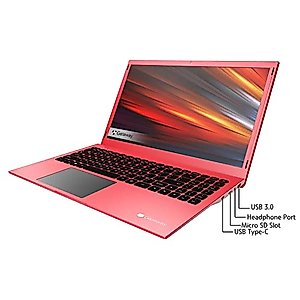 Gateway 15.6 FHD Ultra Slim Notebook in Red Intel Quad Core up to 3.1Ghz 4GB DDR4 128GB SSD Tuned by THX Audio HDMI Cortana Webcam Windows 11 (Renewed)