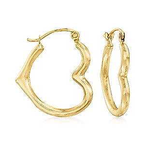 Ross-Simons 14kt Yellow Gold Heart Outline Hoop Earrings