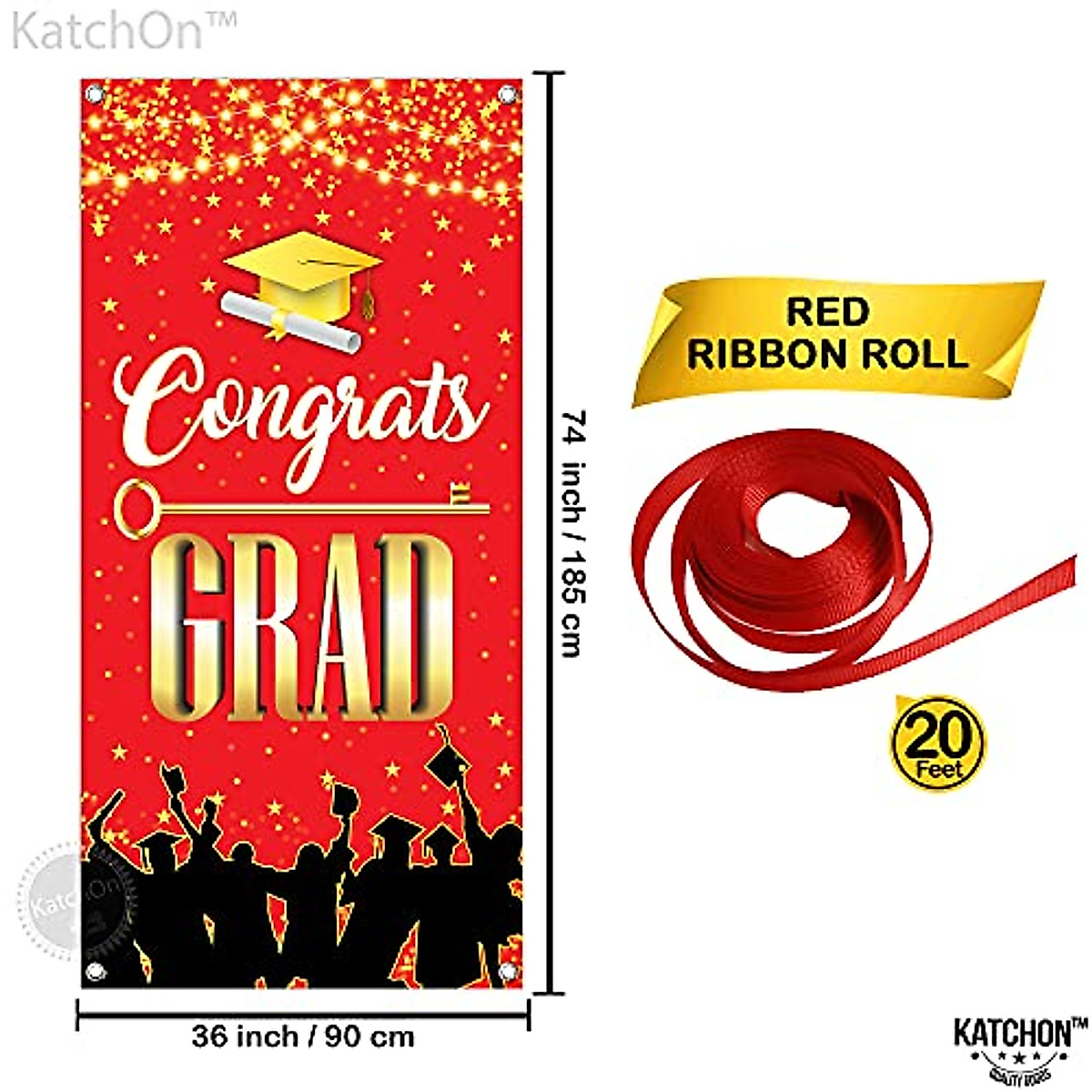 Red Class of 2022 Balloons - 16 Inch, Graduation 2022 Balloons Red | Large Congrats Grad Graduation Door Banner - 74x36 Inch | Class of 2022 Banner, Graduation Party Decoration | Graduation Door Cover