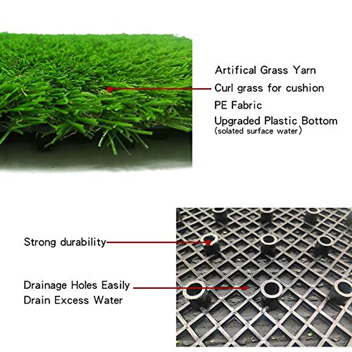 kathson Artificial Grass Turf Tile,2Pcs Rabbit Grass Mat with Upgrade Interlocking System Self-drainingSuitable for Bunny,Dogs and Cats(11.8 x11.8 Inches