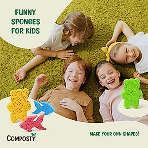 Composty® | Premium 'Pop-Up' Eco Sponges | 12 Pack | Compostable | Zero Waste | Plastic Free | Natural Cellulose | Long-Lasting | 4 Colors: Perfect for Kitchen, Washing Up, Bathroom | One Tree Planted