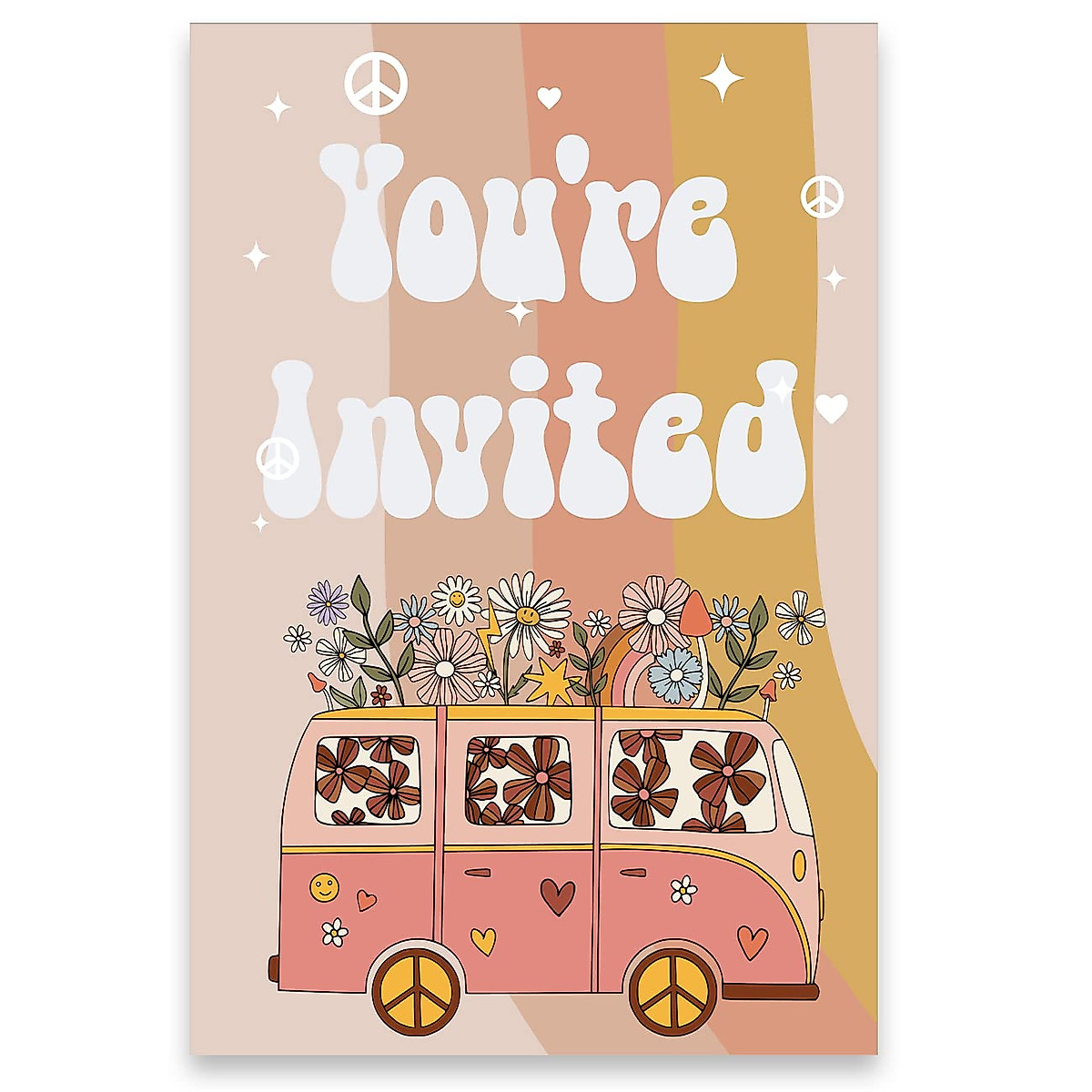 Soiceu Retro First Birthday Groovy One Birthday Party Invitations with Envelopes Set of 20 Vibe Peace Love Hippie 70s 1st Birthday Party Invites Fill in Blank