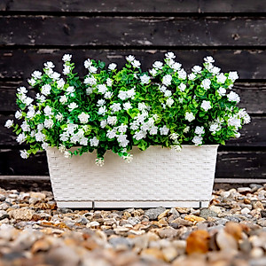 AXYLEX Artificial Flowers for Outdoors Fake Plants - 12 PCS Bundles Outside Face Spring Greenery UV Resistant No Fade Faux Bushes Daffodils Shrubs Home Garden Porch Patio Decoration Window Box(White)