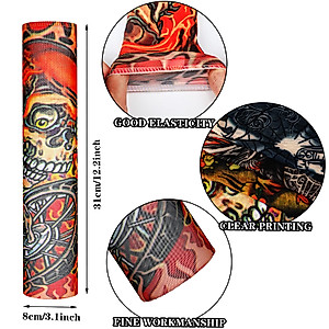 Jecery 16 Pcs Temporary Tattoo Sleeve for Kids, Fake Slip on Arm Sunscreen Sleeves, UV Sun Protection Cooling Arm Sleeves for Kid Child