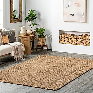 nuLOOM Ashli Solid Farmhouse Jute Area Rug, 9x12, Natural