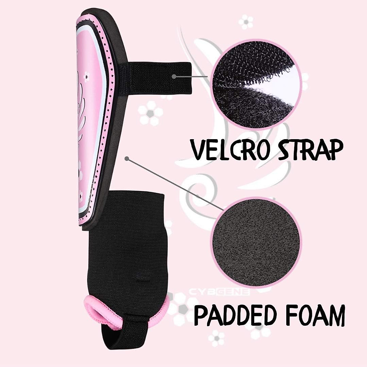 Soccer Shin Guards for Kids Adults Soccer Gear for Girls Youths Protective Equipment Adjustable Straps with Ankle Sleeves Protectors Pink M