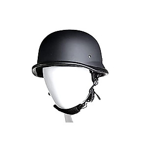 German Novelty Skull Cap, Basic Flat Black German Novelty Hat with Adjustable Chin Strap (L, Black)