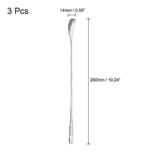 uxcell Long Handle Spoon, 3Pcs 10.24-Inch Ice Cream Spoon, Stainless Steel Cocktail Stirring Spoons for Mixing, Drink, Coffee (Silver)