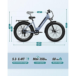 PUCKIPUPPY Electric Bike for Adults 960W Peak, 48V 15AH Removable Battery Electric Bicycle, 28MPH Commuter E-Bike, 7 Speed, Up to 60 Miles,All Terrain 26" Fat Tire Front Suspension, Samoyed