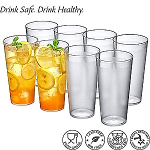 Amazing Abby - Cafely - 24-Ounce Plastic Tumblers (Set of 8), Plastic Drinking Glasses, Restaurant-Style Tumblers, Commercial-Grade Cups, Stackable, BPA-Free, Shatter-Proof, Dishwasher-Safe, Clear