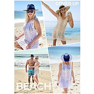 Sulozom Women Swimsuits Cover Ups Crochet Bathing Suit Tassel Bikini Coverup Beach Swimwear White S