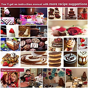 FISISZ Cholate Fondue Fountain Chocolate Melting Warming Machine 4-Tier Stainless Steel Party Luxury Retro Hot Chocolate Fondue Fountain (White : A), 45 x 22