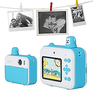Kids Printing Camera, Print Camera 2.4 Inch USB Port 1000mAh Battery LCD Screen for Travel Sky Blue