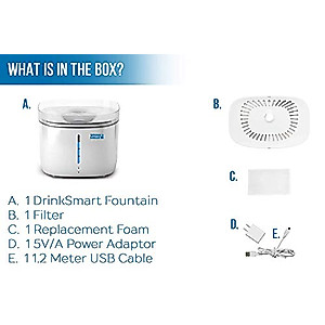 Felix & Fido Drinksmart Pet Water Fountain- Smart App Controlled Water Dispenser for Dogs and Cats- Remote Control- Water Level Monitor and Alert- 70 Oz. 2 L Capacity- Super Quiet- Sleek Design