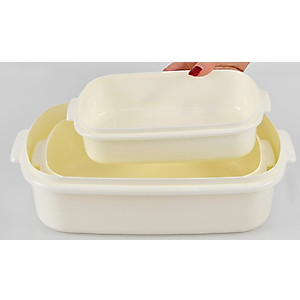 Home-X Rectangle Food Storage Containers, Microwave Cookware, Easy Storage – 21 oz / 27 oz / 81 oz Capacity - Set of 3 – Cream