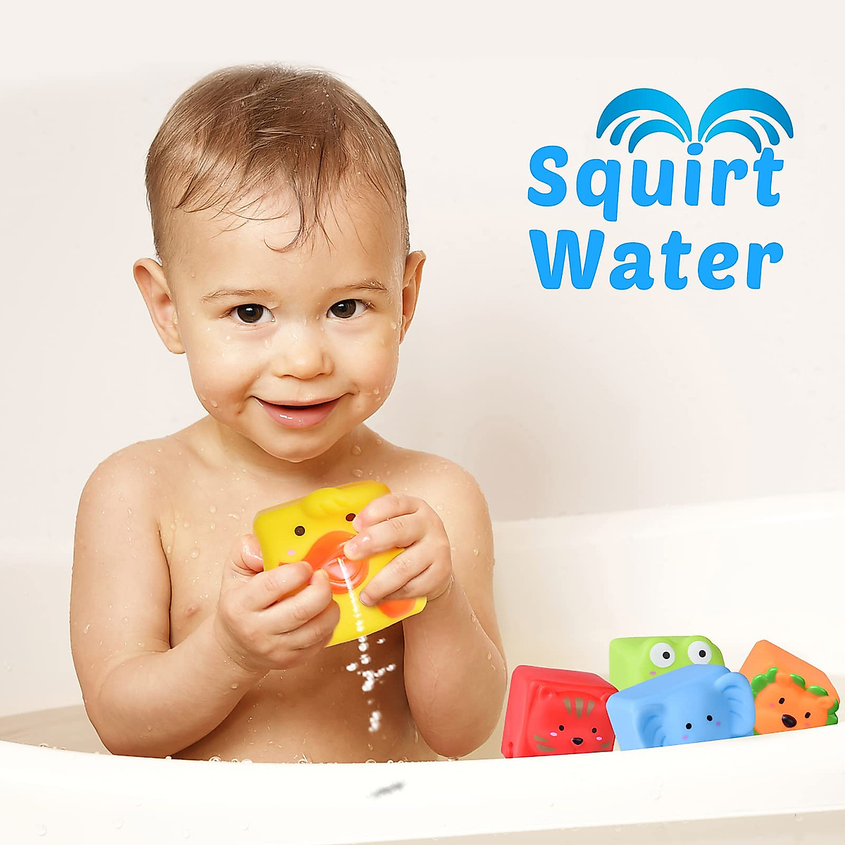 Soft Stacking Blocks for Baby, 12 PCS Soft Blocks Cube Bath Toys Squeeze Water Toys Building Blocks for Toddlers