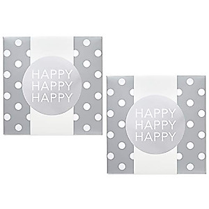 Hallmark 8" Medium Gift Box Set with Wrap Bands (Pack of 2: Silver and White, Happy) for Christmas, Hanukkah, Weddings, Valentine's Day, Birthdays