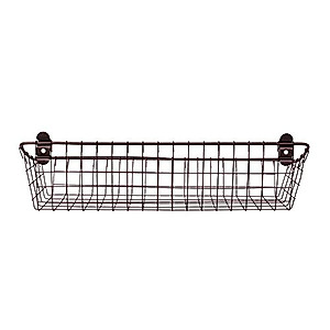 Spectrum Diversified Vintage Cabinet & Wall-Mounted Wall Basket for Storage & Organization, Rustic Farmhouse Decor, Sturdy Steel Wire Storage Bin, Medium, Bronze