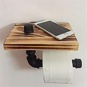 WANLIAN Shelving Decorative Rack with Rustic Wood Shelf and Cast Iron Pipe Hardware for Bathroom, Kitchen, Bedroom, Living Room, Office