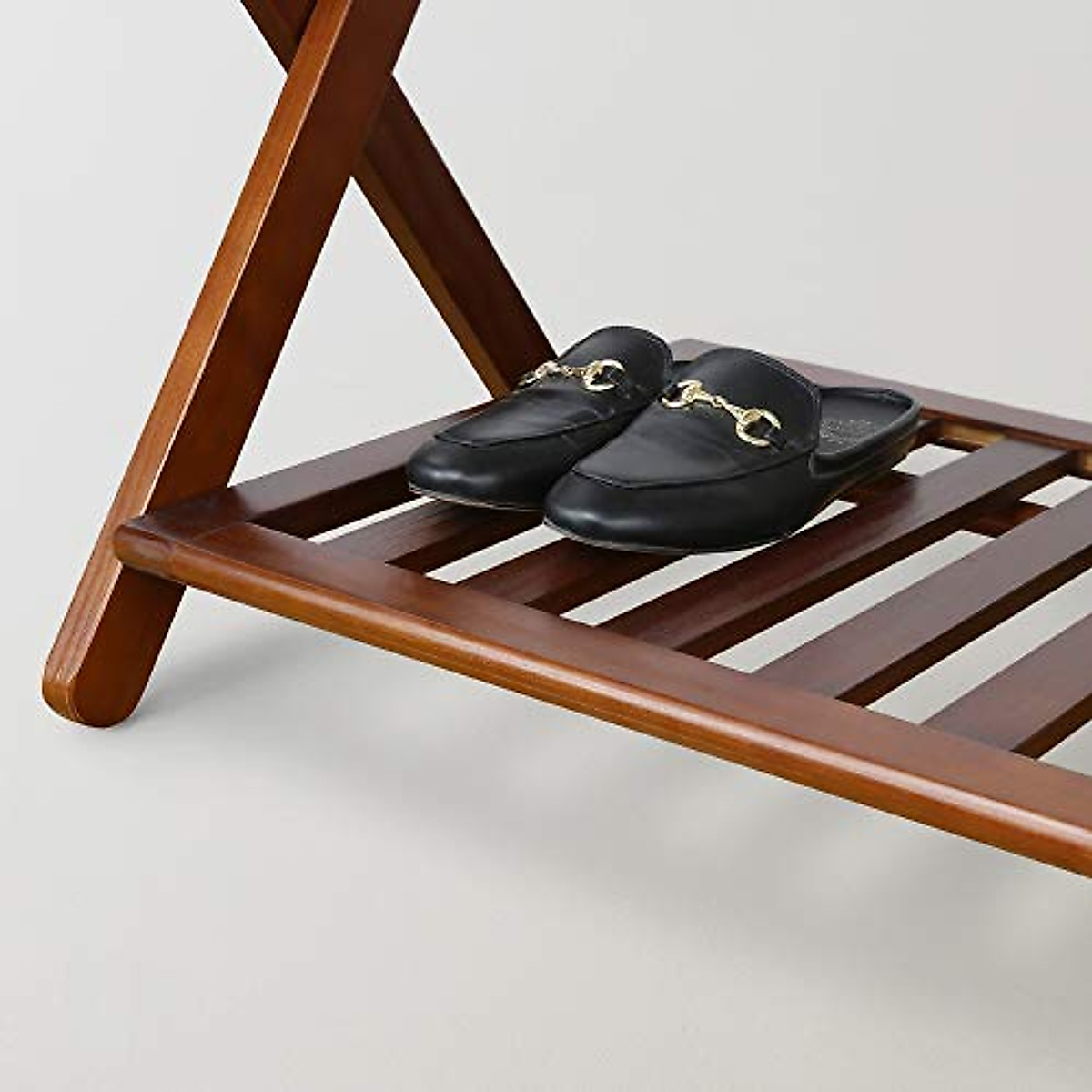 Casual Home Luggage Rack, Walnut, Solid Wood