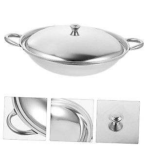 Cabilock Dry Pan with Lid Nonstick Pan Nonstick Wok Pan Paella Cooking Pan Stir Fry Skillet Wok Skillet Reheating Pot Stewpot Skillet Pow Pan Stainless Steel Pans Korean Pot Mini China