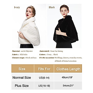 BEAUTELICATE Faux Fur Shawl For Women Soft Fur Stole Wrap Shrug For Winter Wedding Event